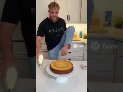 Jake Paul making cake with his feet #funny #baking #cake