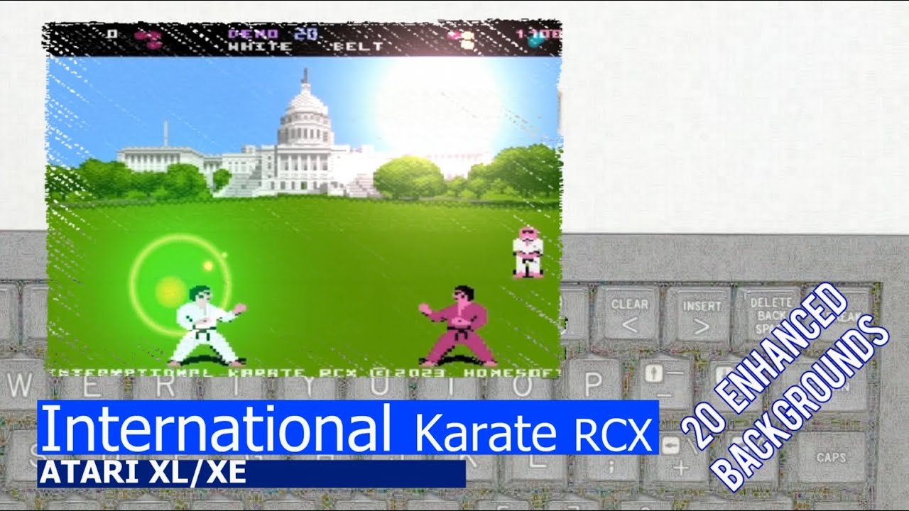 Atari XL/XE -=International Karate RCX=- 20 enhanced backgrounds - YouTube