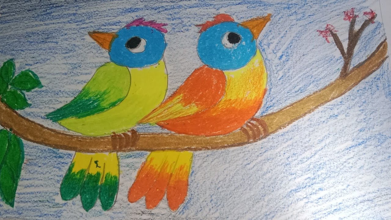 Bird Drawing।।How To Draw A Bird Scenery ।।Bird Scenery Drawing Easy ...