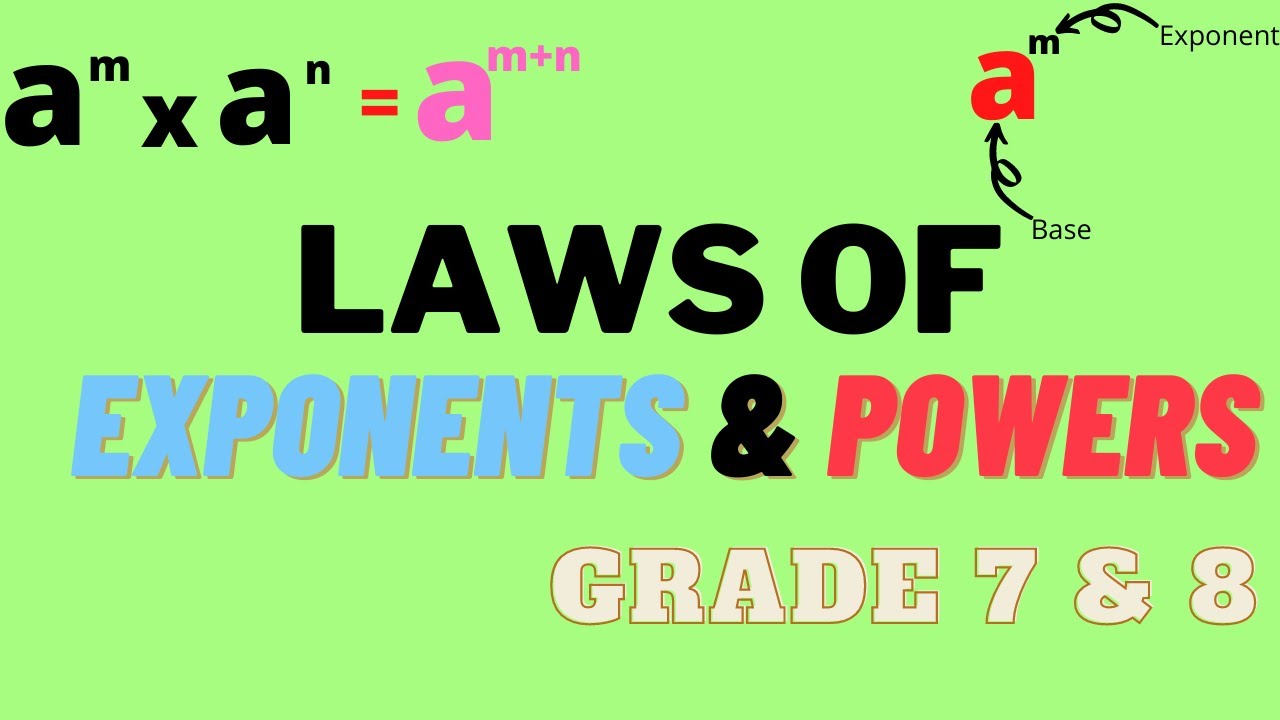 Laws Of Exponents And Powers | Exponents And Powers | Class 7 | Class 8 ...