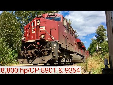 West of Hope BC: Canadian Pacific Railway ES44AC 8901 & 9354 - 8,800 hp! (Please Subscribe ...