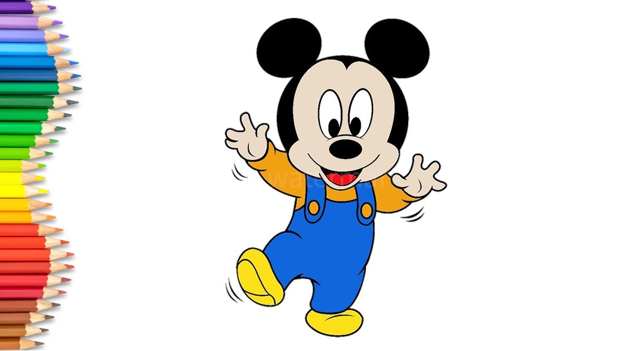 How to draw Baby Mickey Mouse from Disney | MICKEY MOUSE - YouTube
