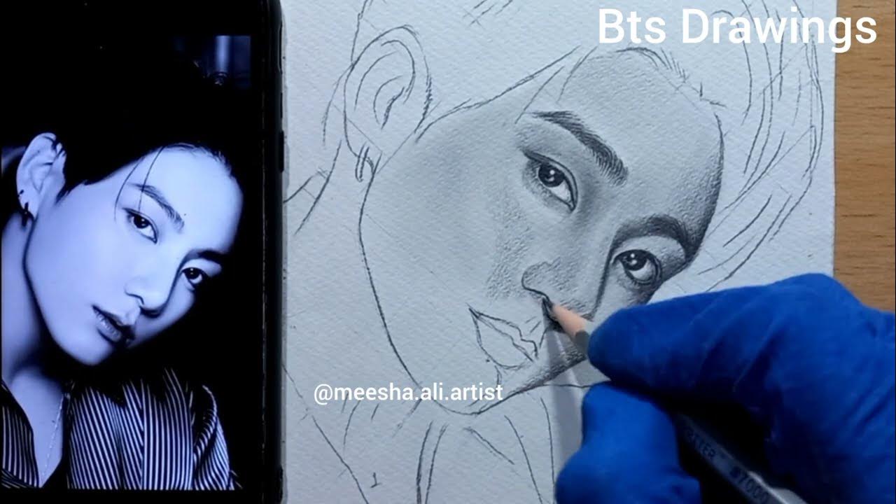 How To Draw Bts Jungkook Step By Step 防弾少年団 그림 그리기 전정국 Bts