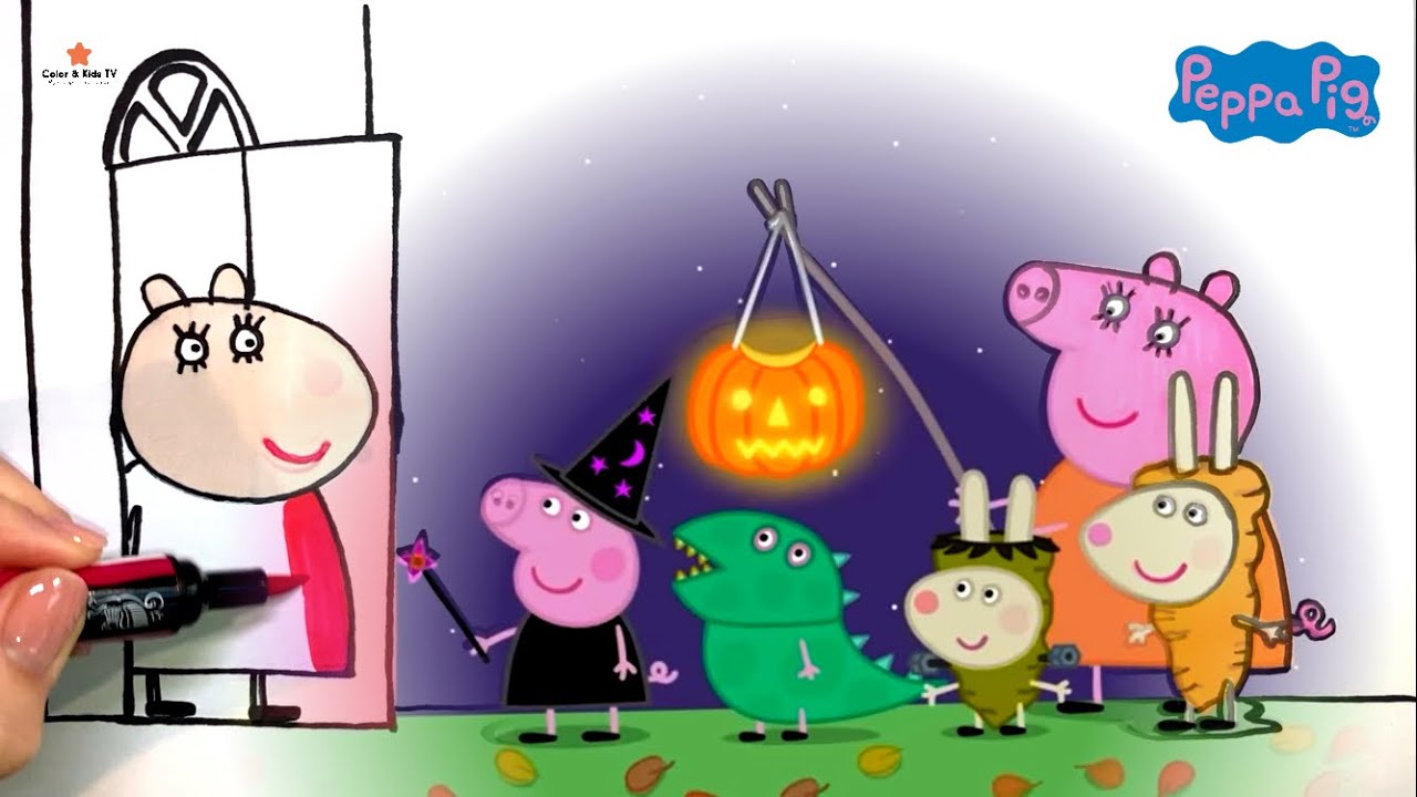 Peppa Pig's Halloween Pumpkin Party Coloring - Halloween Coloring Pages ...
