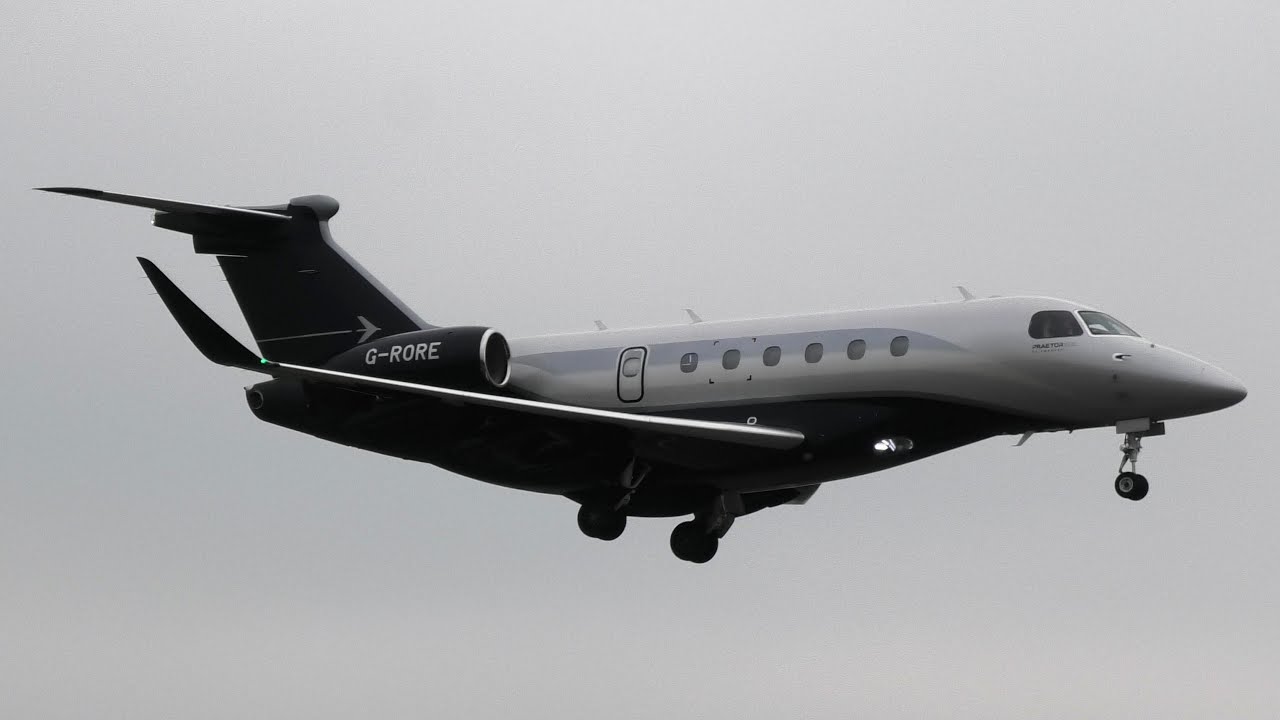Flexjet Embraer 600 Praetor G-RORE Landing at Cambridge Airport - YouTube