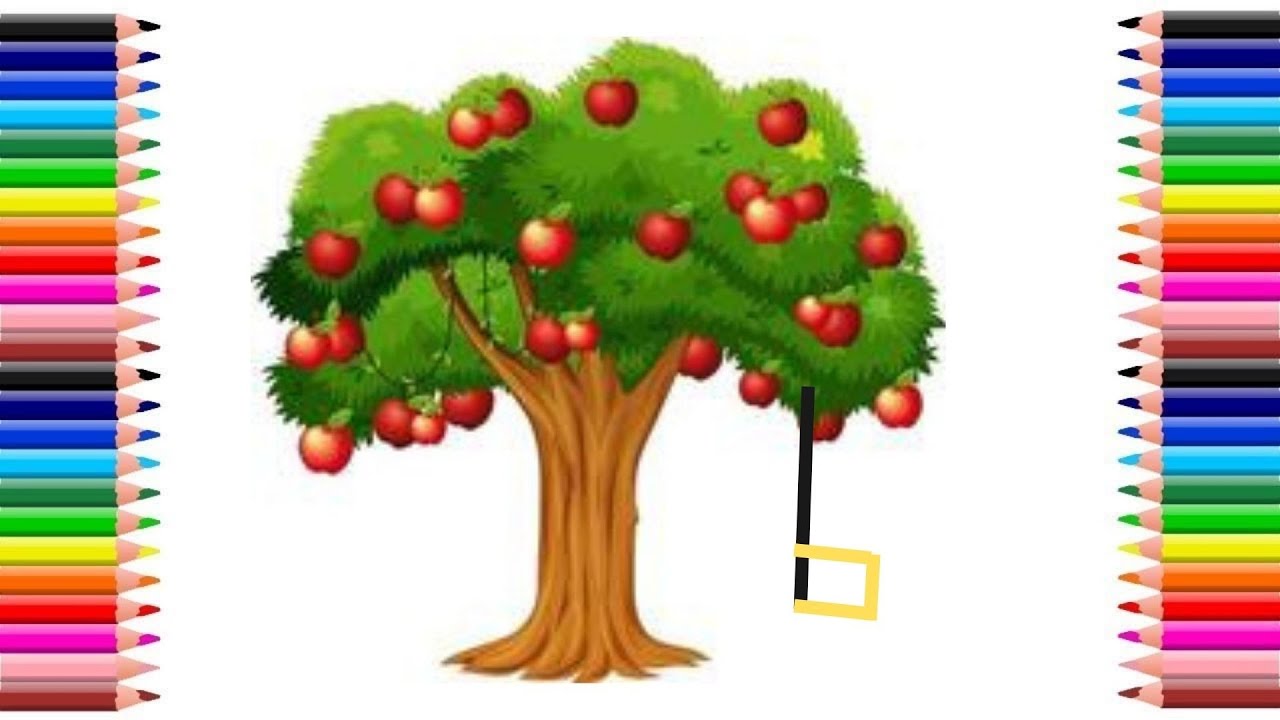 How to Draw Apple Tree (Very Easy Drawing) Speed Drawing - YouTube