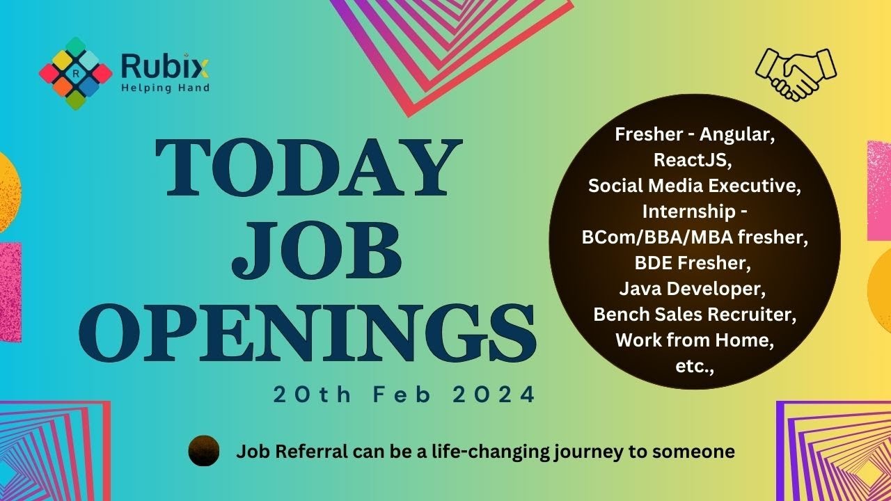 Today Job Openings |Software Fresher, MBA/BBA Fresher, Internship ...