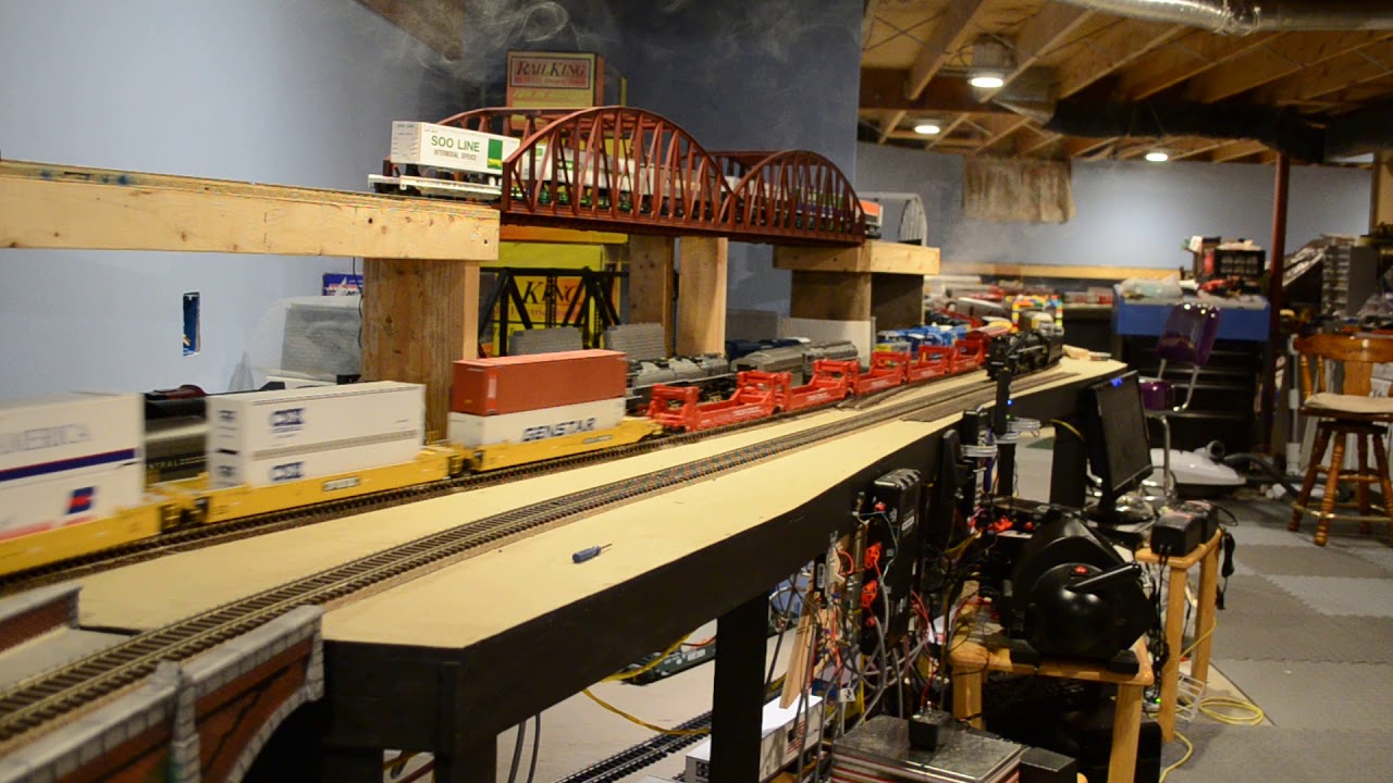 MTH Amtrak consist with freight train - YouTube