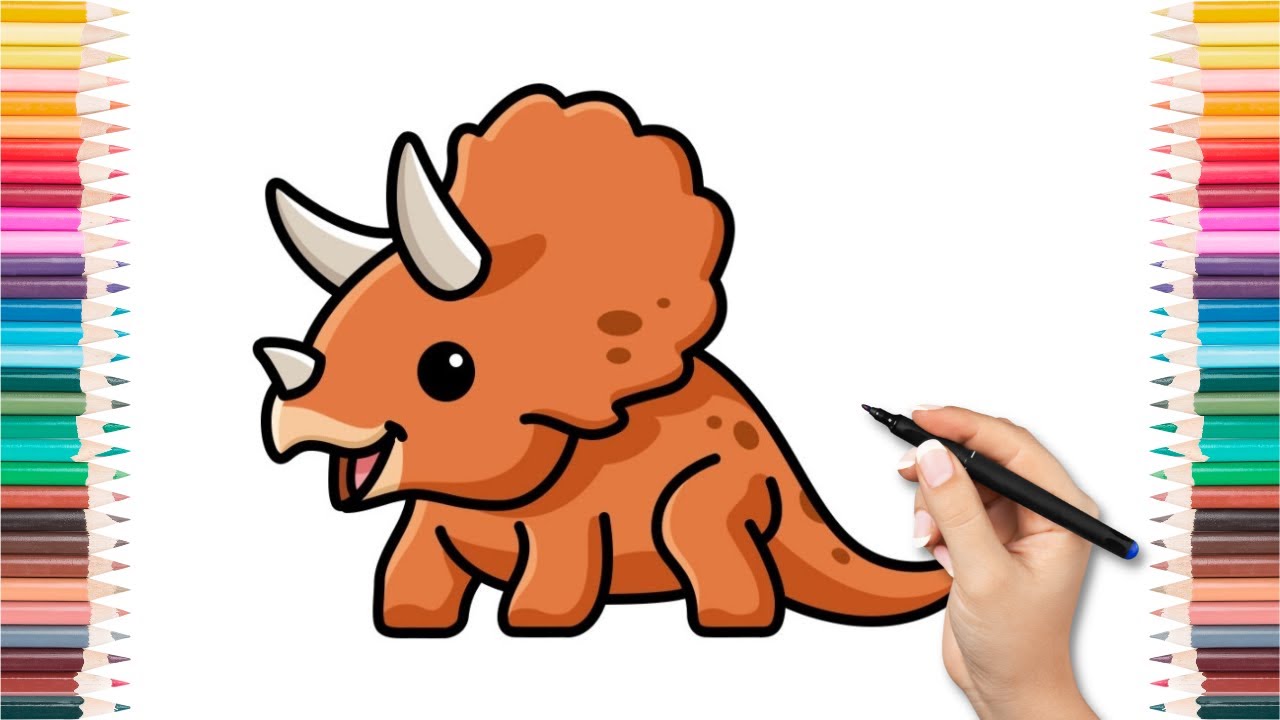 HOW TO DRAW A TRICERATOPS DINOSAUR - Easy Step-By-Step Tutorial # ...