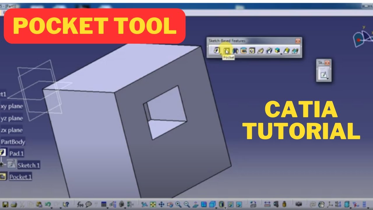 CATIA For Beginners....POCKET Tool Function.... - YouTube