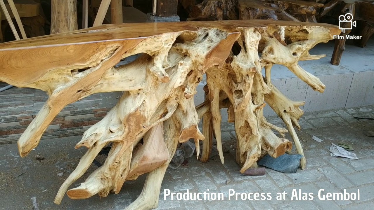 Teak Root Console Table - YouTube