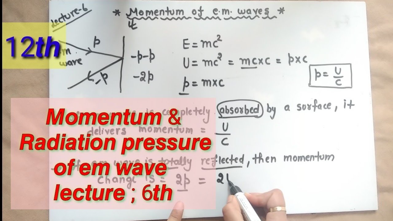 Momentum & radiation pressure of em waves ; lecture:6th ; class :12th ...