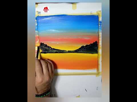 Gün Batımı. Yeni başlayanlar için kolay akrilik tablo #74 #easy #art #acrylic #asmr #god #artist