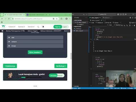 Bahasa python di w3shcool (looping while, looping for, function, lambda, dan array) - YouTube