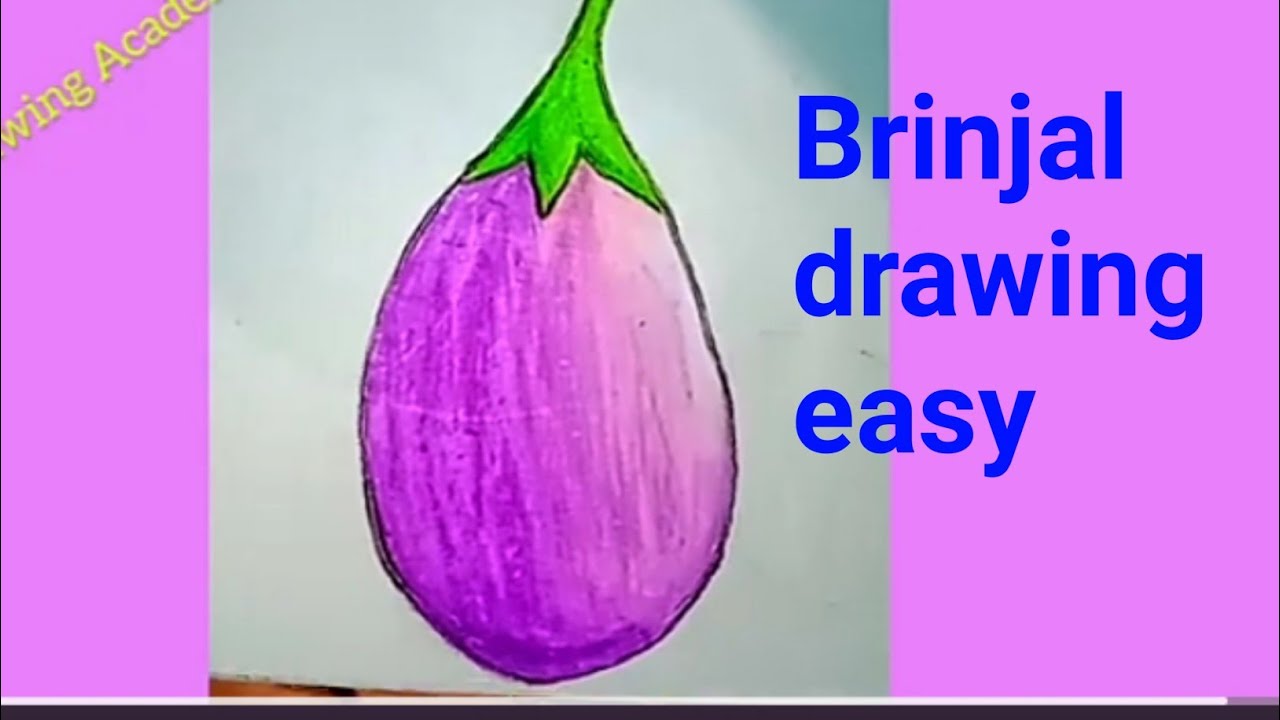 Brinjal drawing easy step by step||how to draw a brinjal🍆🍆Brinjal ...