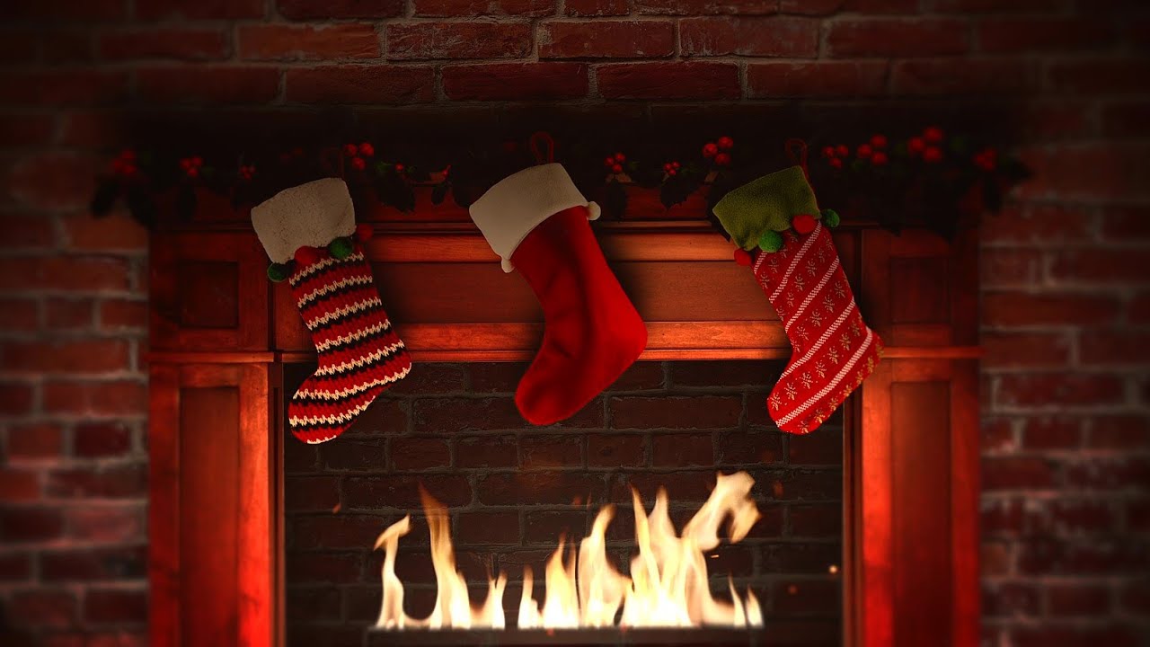 (4K) Christmas Fireplace Scene with Crackling Fire and Peaceful Holiday ...