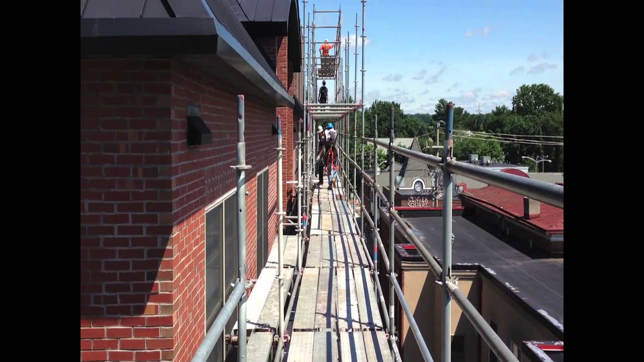 Scaffolding and Overhead Protection at 113 Newark, DE - YouTube