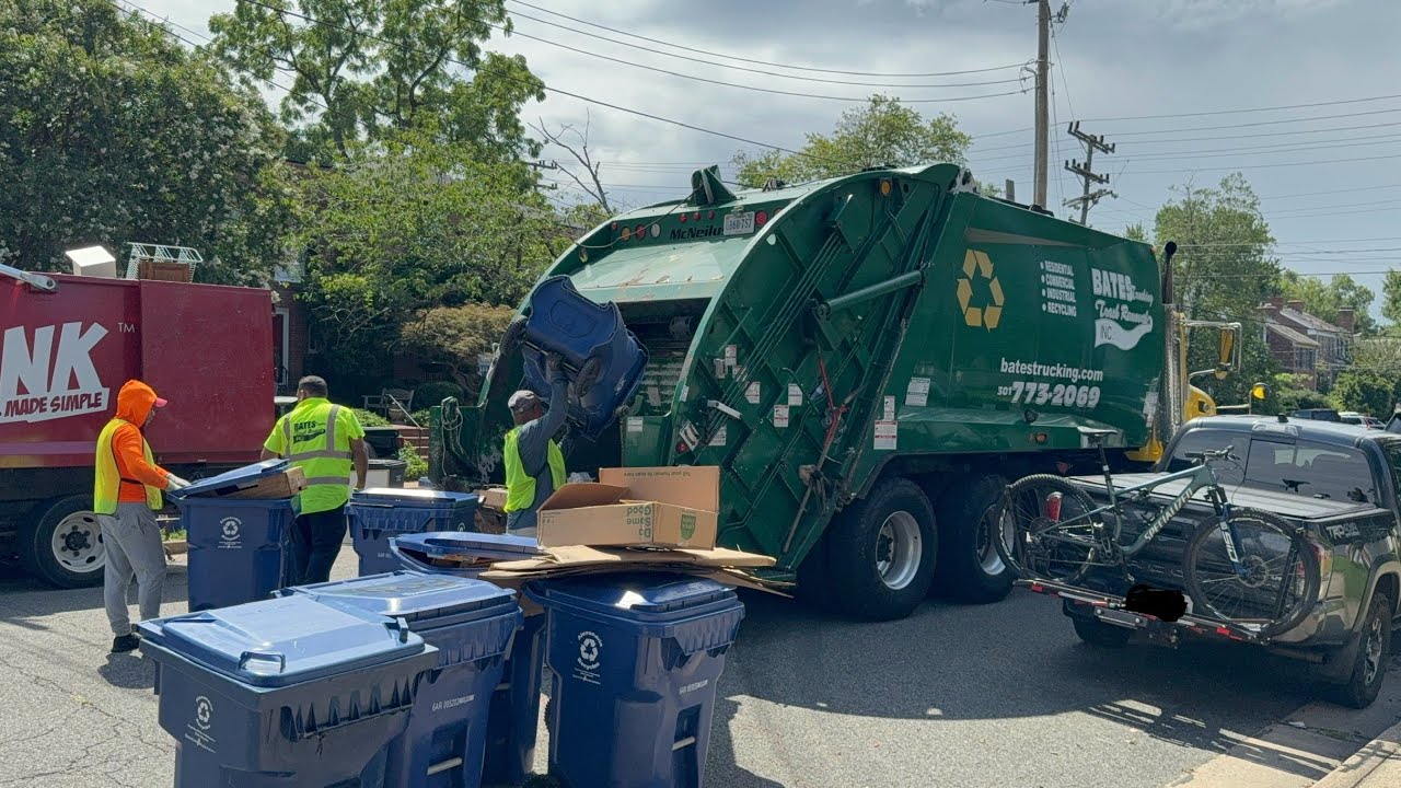 Bates Trucking Garbage Truck Vs Heavy Alexandria Recycling - YouTube