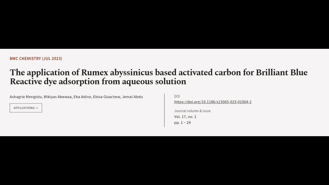 The application of Rumex abyssinicus based activated carbon for ...
