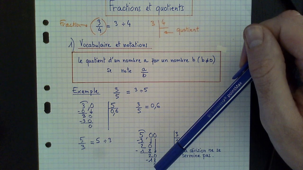 Fractions et quotients - 1 - YouTube