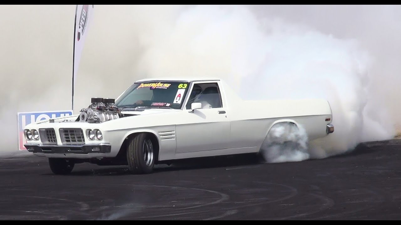 WILDCAT BLOWN HOLDEN UTE BURNOUT AT UBC 6 AVALON SPEEDWAY 15.3.2014 ...