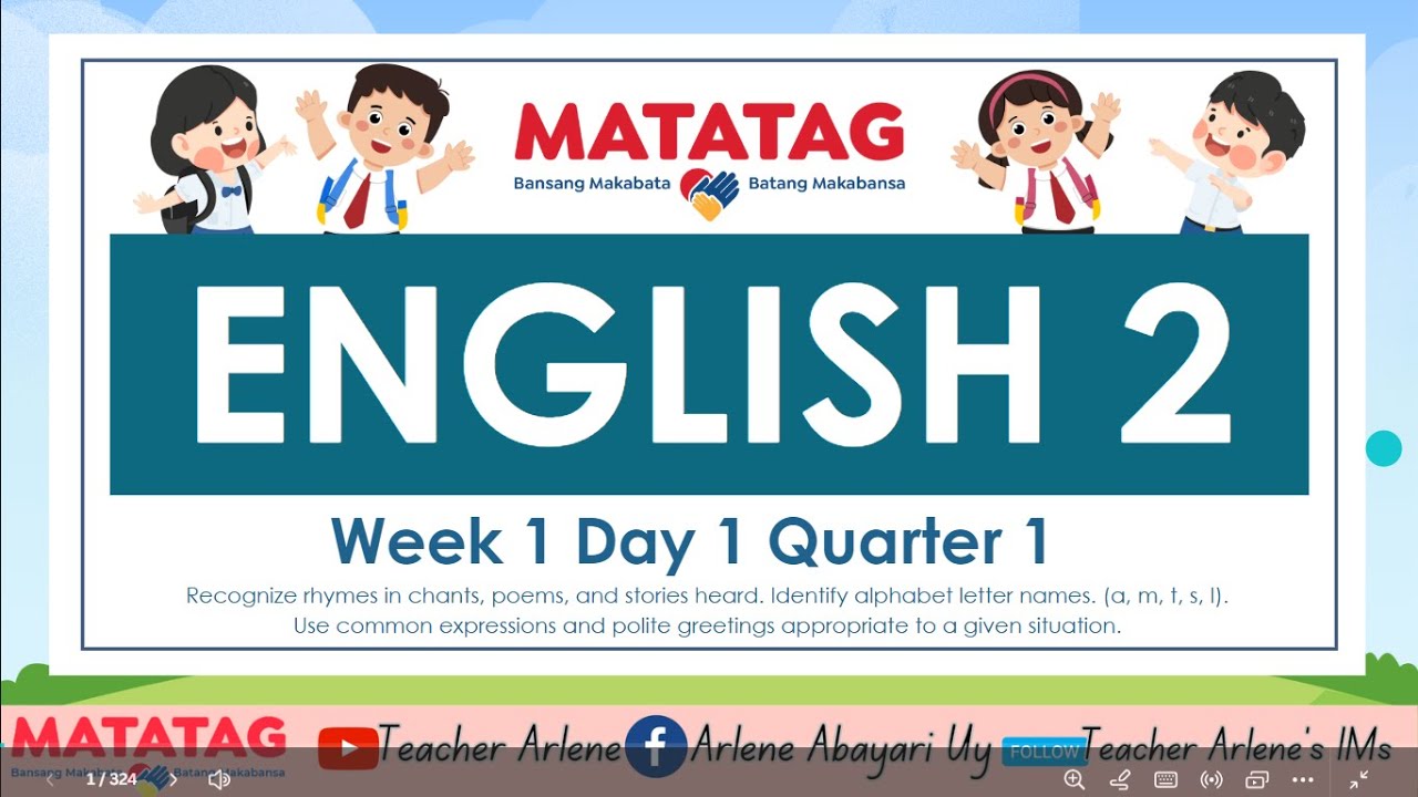 ENGLISH 2 Week 1 Quarter 1 Matatag Revised K12 Recognize rhymes in ...