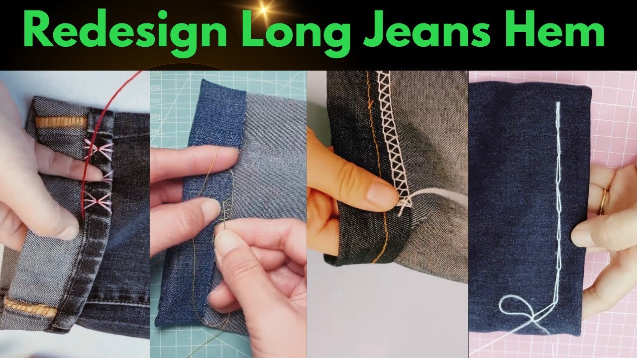 Redesign Jeans Hem for a Stylish Look 👖Easy Hand Sewing Hack! - YouTube