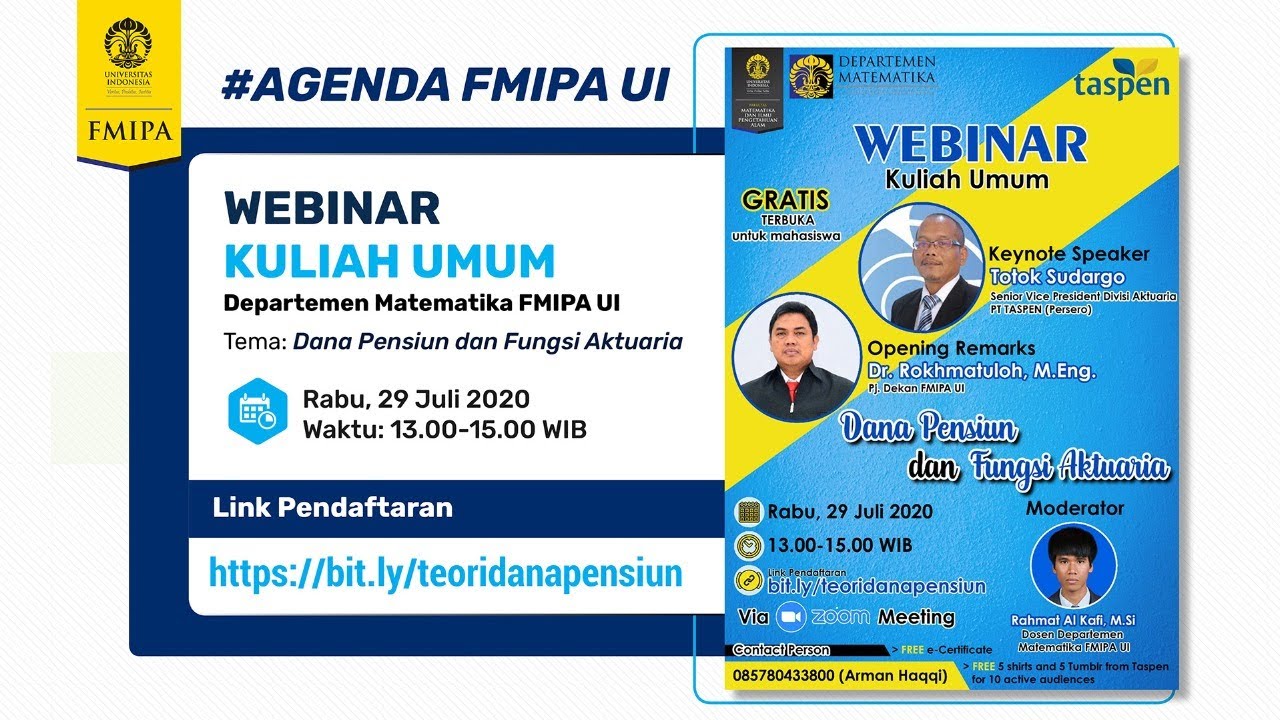Kuliah Umum "Dana Pensiun dan Fungsi Aktuaria" - FMIPA UI - YouTube