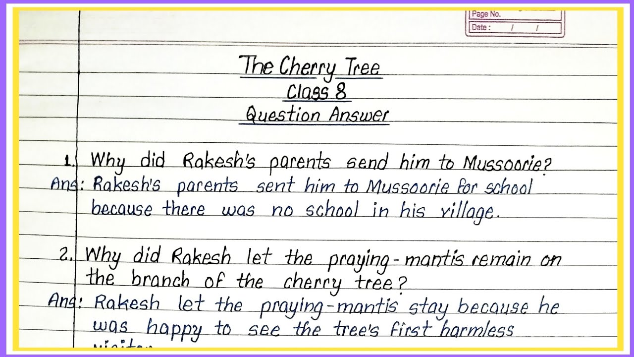 the cherry tree class 8 question answer | class 8 english poorvi book ...