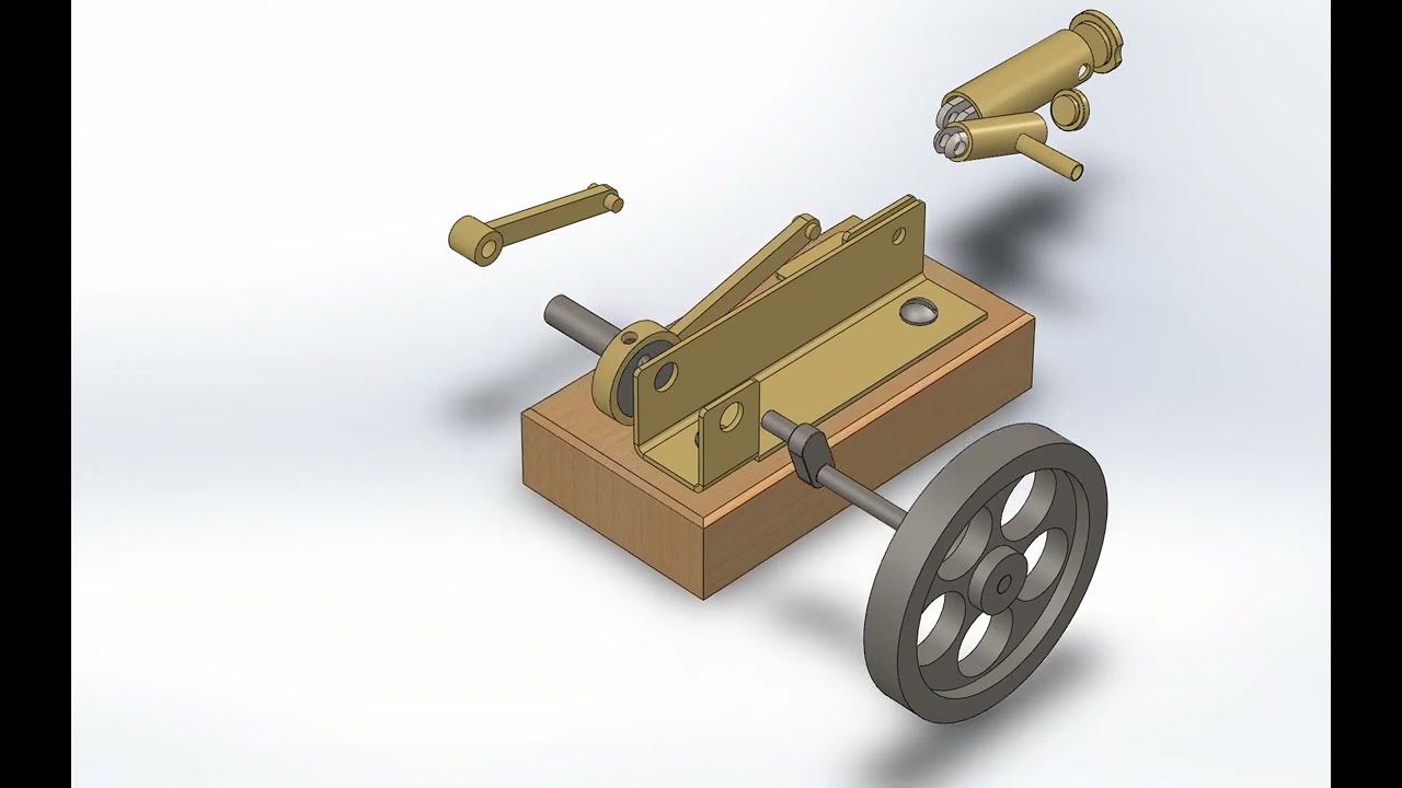 SIMPLE HORIZONTAL STEAM ENGINE SOLIDWORK MOTION STUDY AND EXPLODED ...