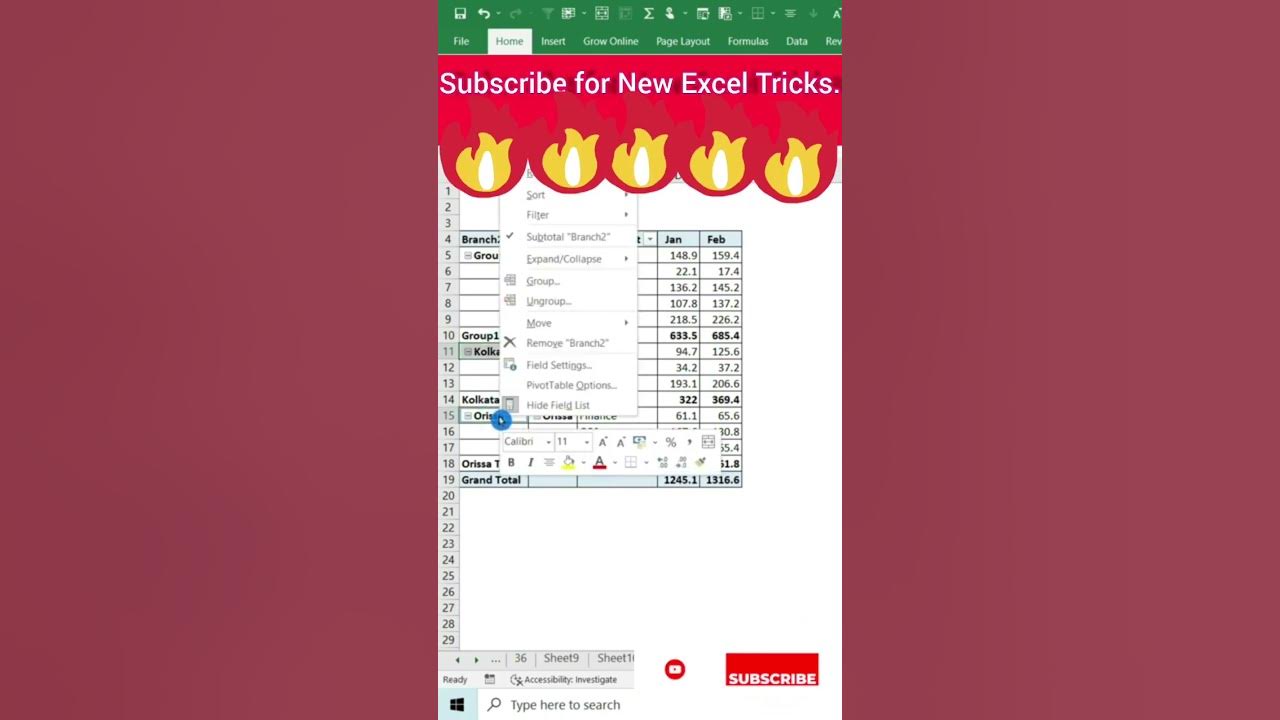 Create Group After Pivot Table Pivottable Pivot Exceltutorial Msexcel Youtube