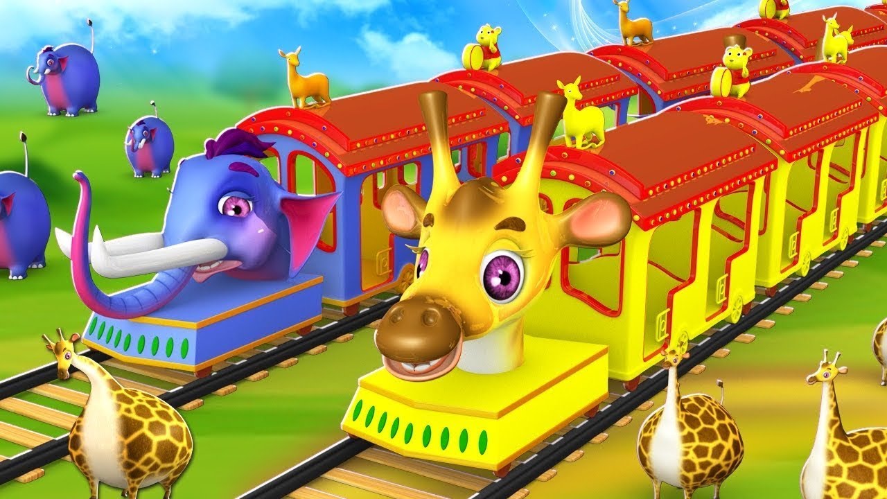 Funny Animals Giraffe Elephant Train Fight in Zoo Monkey Train Ride ...