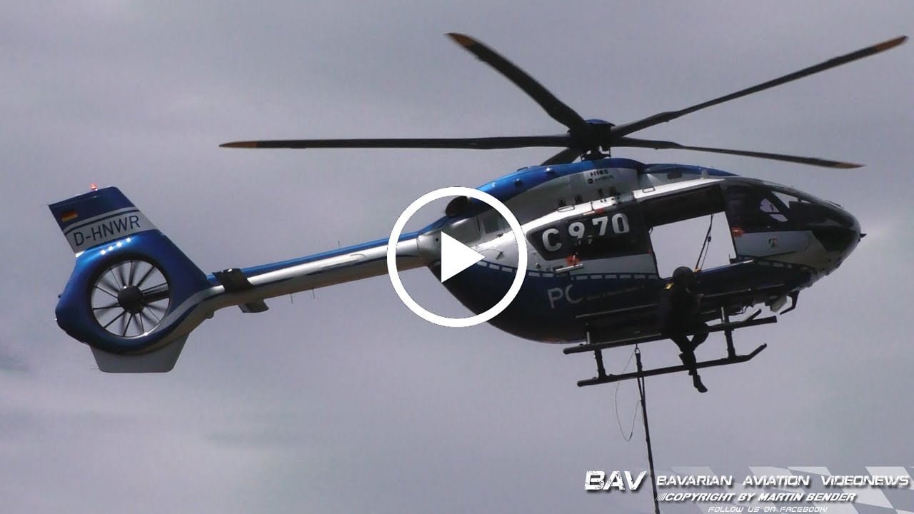 Airbus Helicopters H145 - German Police D-HNWR - water bucket refilling ...