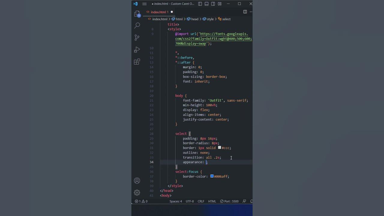 Custom Caret On Default Select - HTML CSS - YouTube