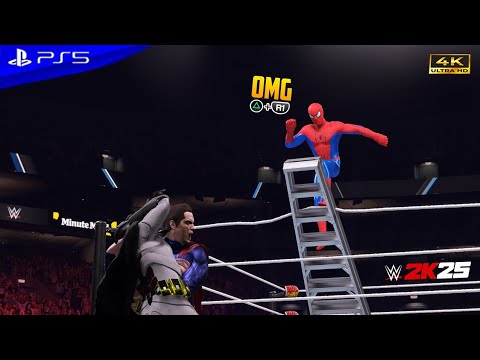 WWE 2K25 - Spider-Man vs. Batman vs. Superman | Extreme Rules Match ...