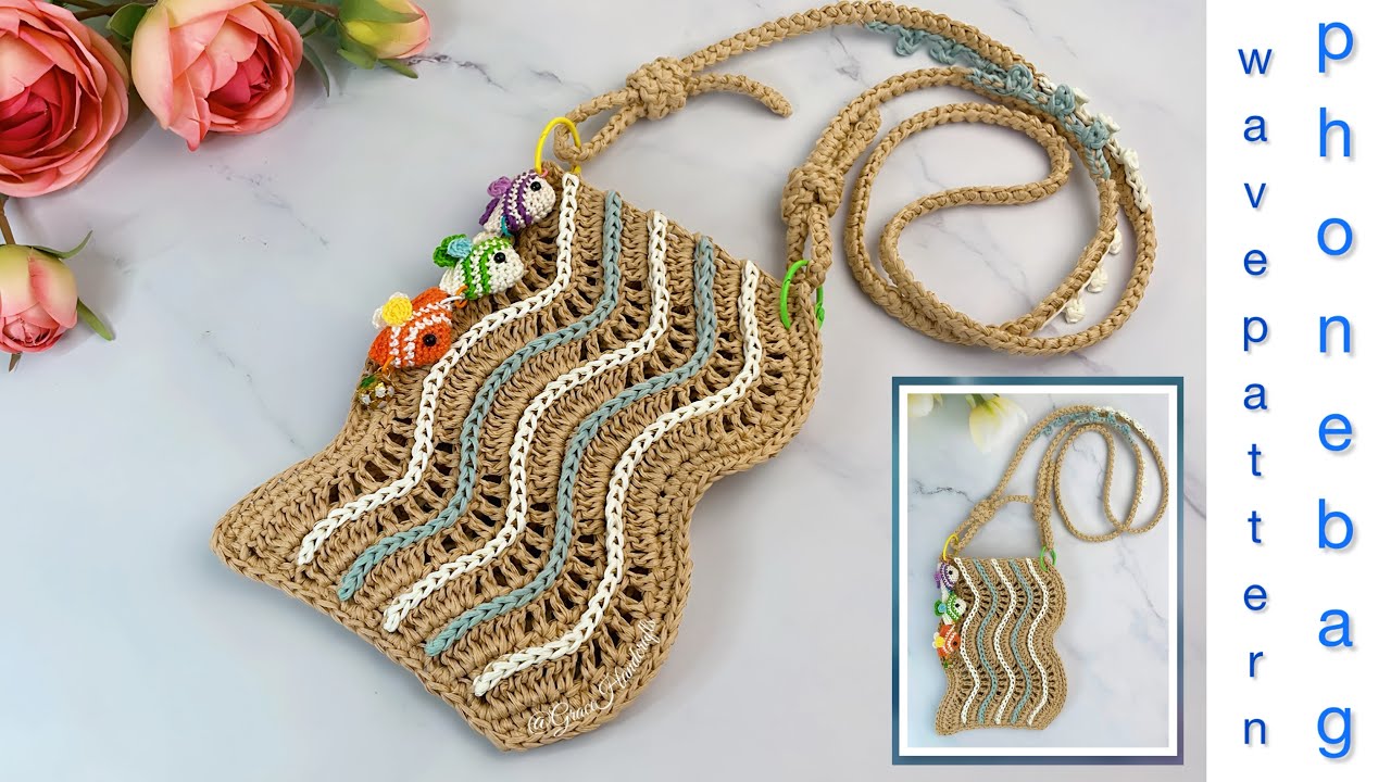 🌊 Crochet a wave-pattern crossbody phone bag tutorial - YouTube