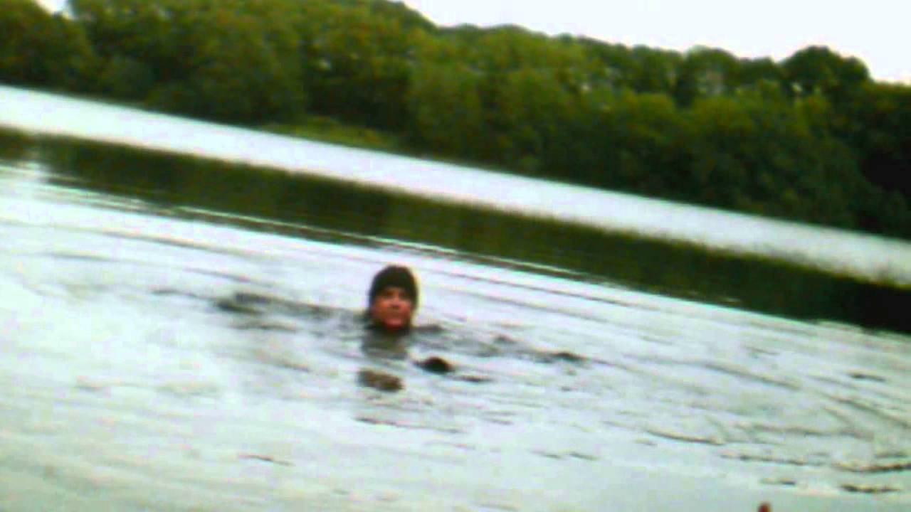 swimming in black leather biker jacket and jeans - YouTube