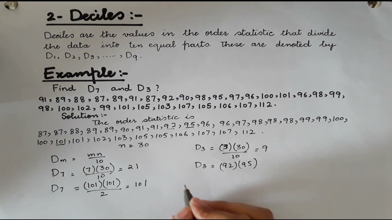 Lecture11b Deciles and solved examples of Deciles - YouTube