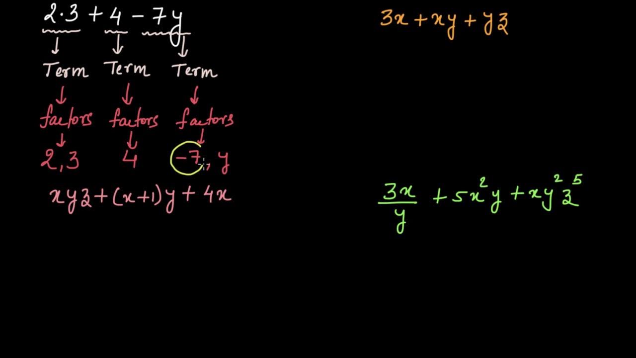 Terms, factors, & coefficients (Hindi) | Algebraic Expressions | Class ...
