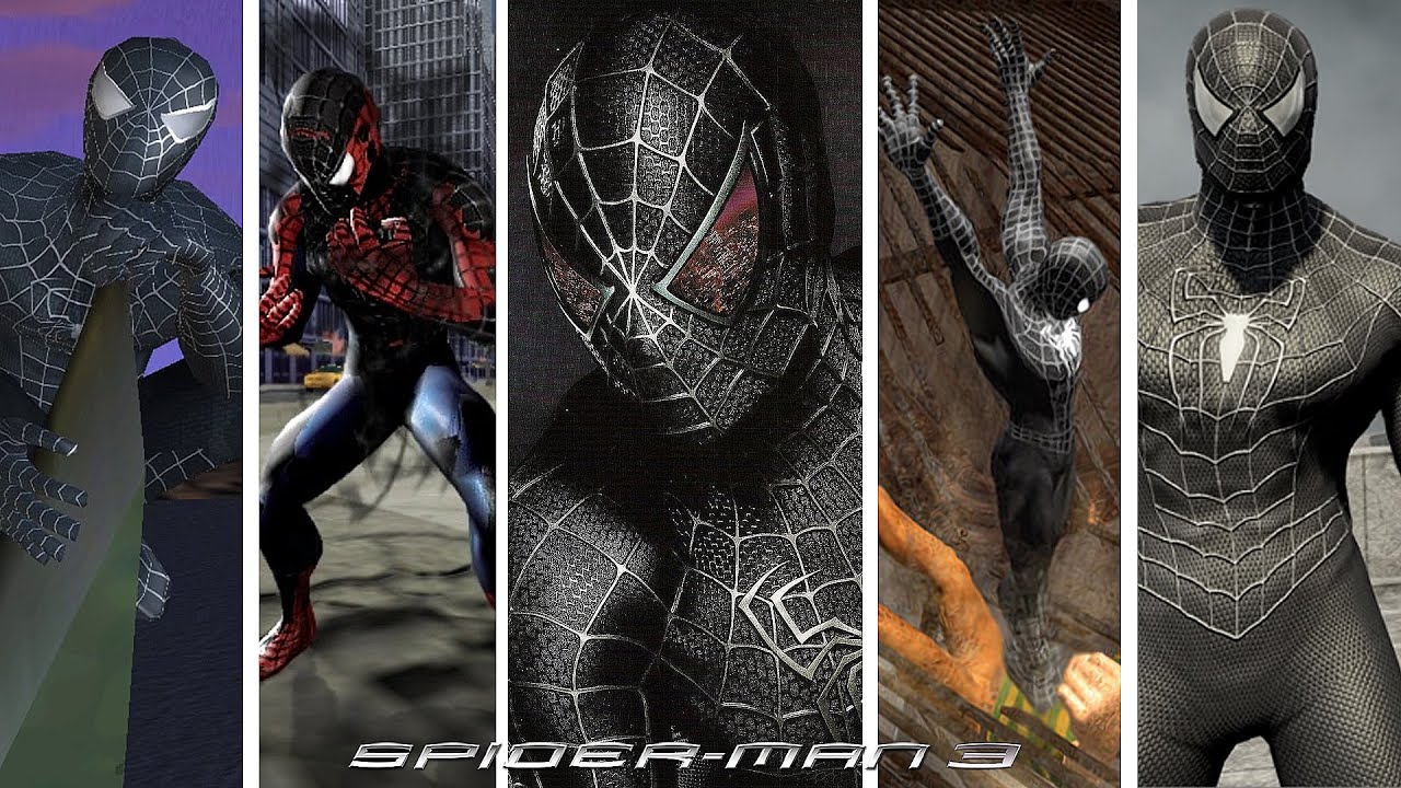 Sam Raimi Spider-Man 3 Movie Black Suit Evolution in Spider-Man Games ...