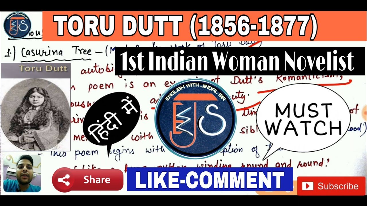 TORU DUTT | MAJOR WORKS | Indian English Literature | Major Writers ...