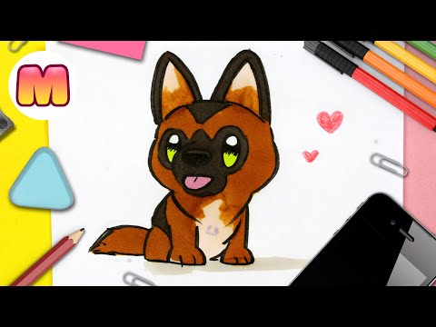 COMO DIBUJAR UN PERRO PASTOR ALEMAN KAWAII - Como dibujar un perro facil kawaii con Jape