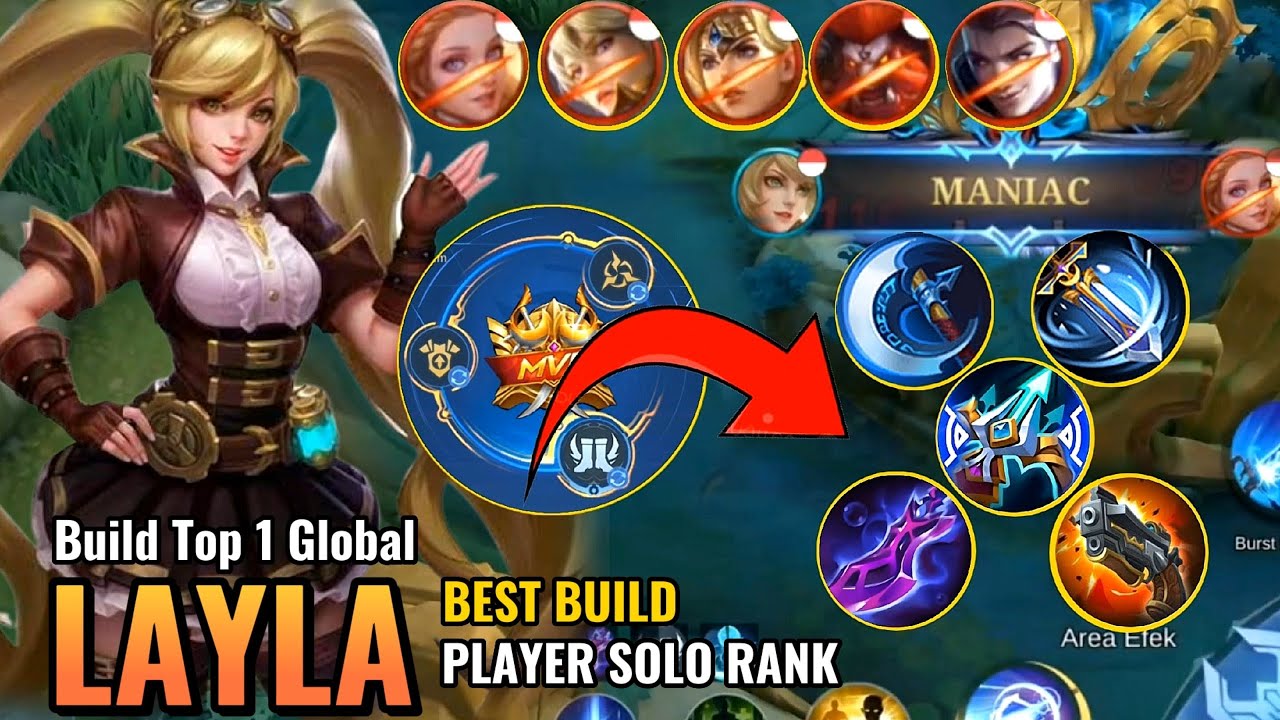 EMBLEM BUILD LAYLA BEST MANIAC | MONSTER!! GOLD LANE DI PATCH TERBARU DAMAGE TERSAKIT LAYLA ...