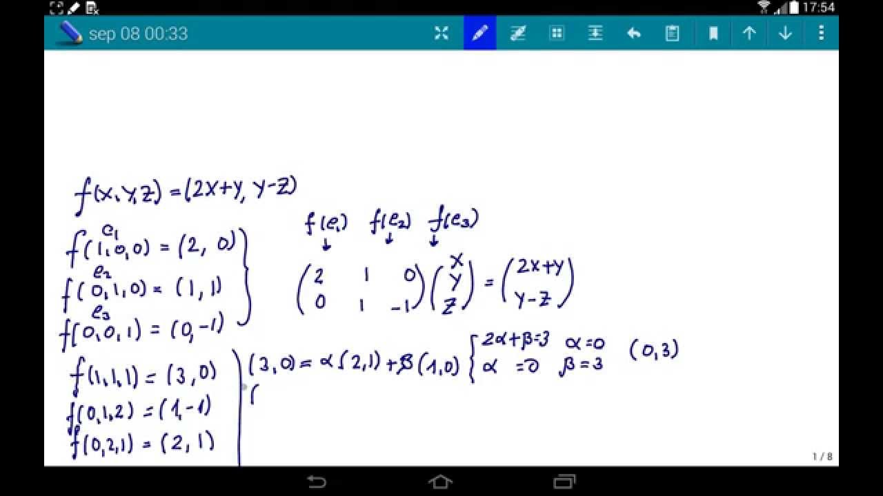 Matriz de una aplicación lineal - YouTube