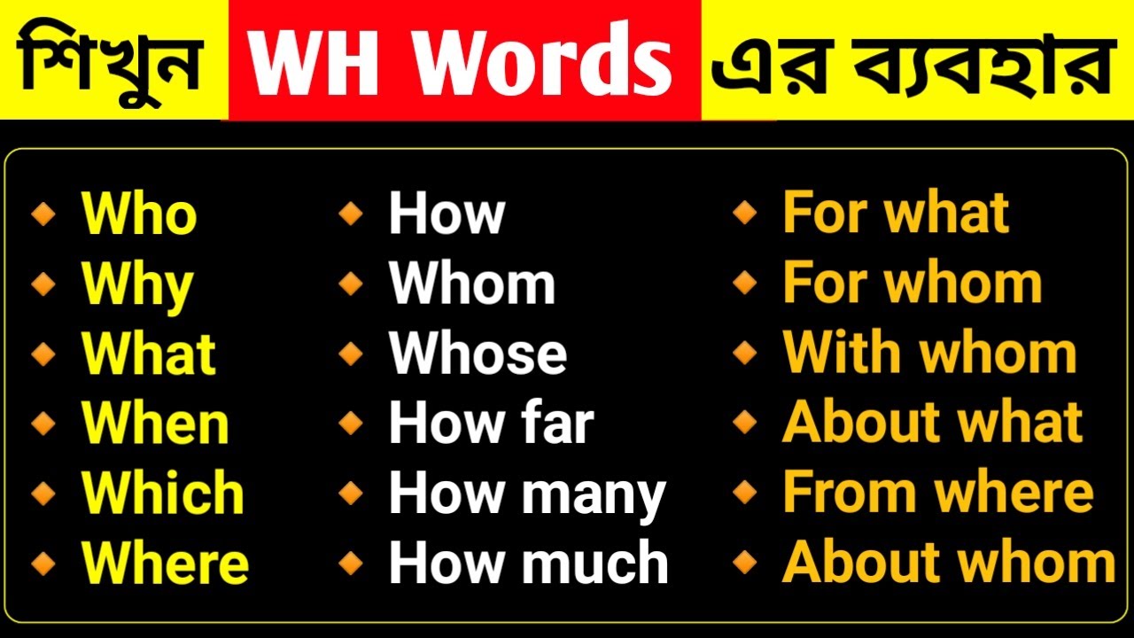 WH Words | Use of Wh Words and Practice in English Language | How to ...