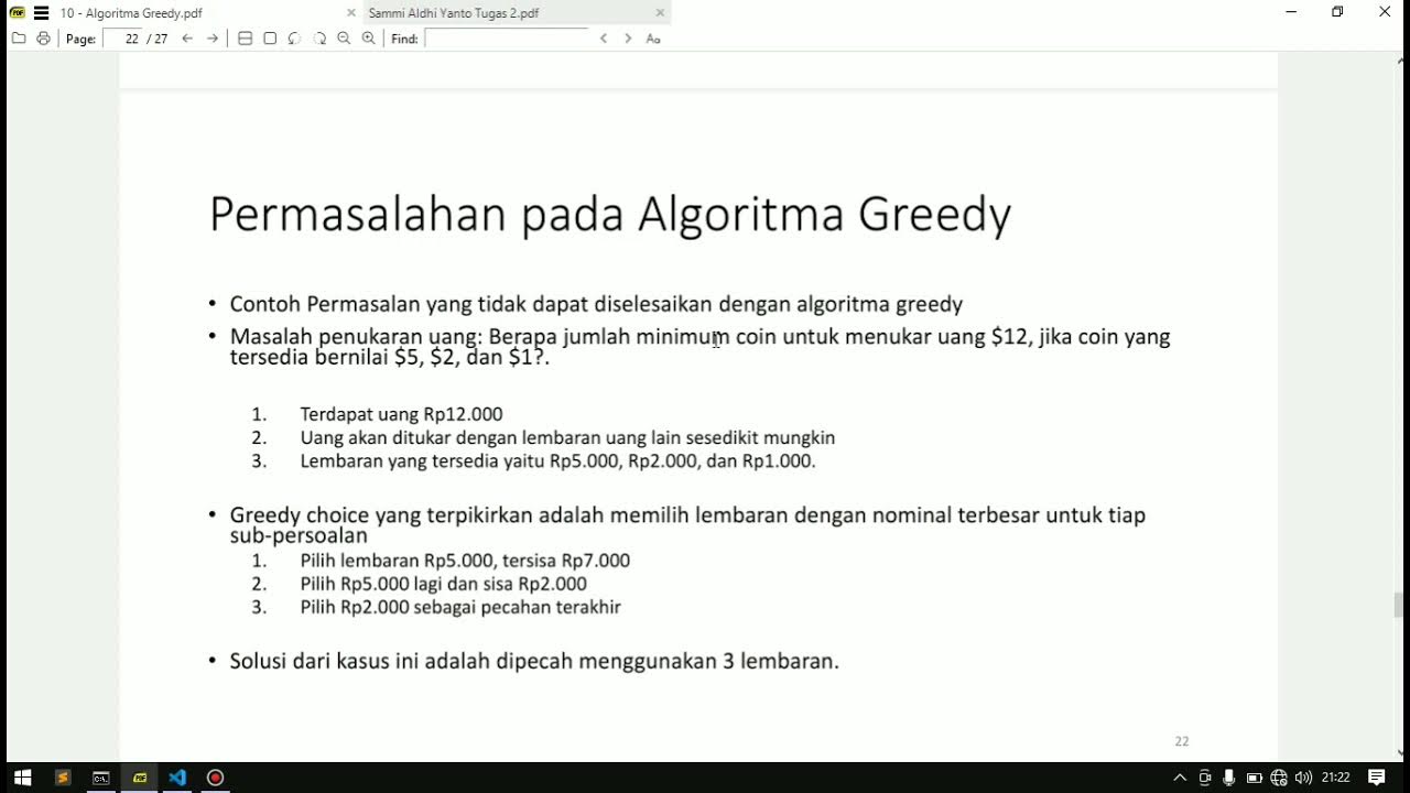 algoritma greedy | coin change [Go] - YouTube