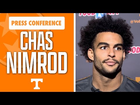 Tennessee football WR Chas Nimrod speaks to the media during fall camp ...
