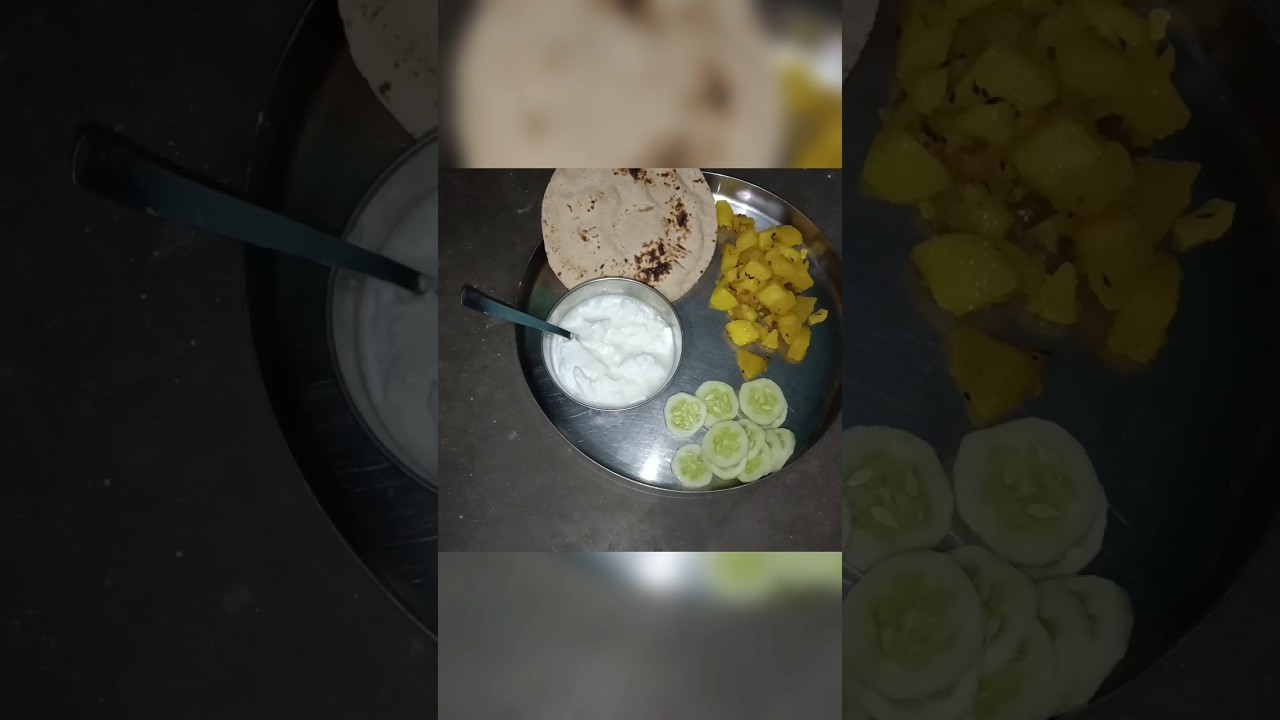 Aaloo bhurji with ghi ki roti and khira salad and dahi #food - YouTube