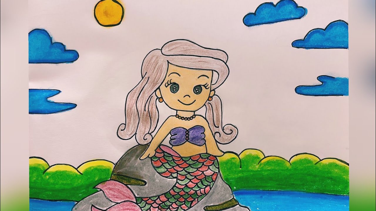 Admire Ocean kingdom 😯 drawing || How to draw a cute🧜‍♀mermaid drawing ...