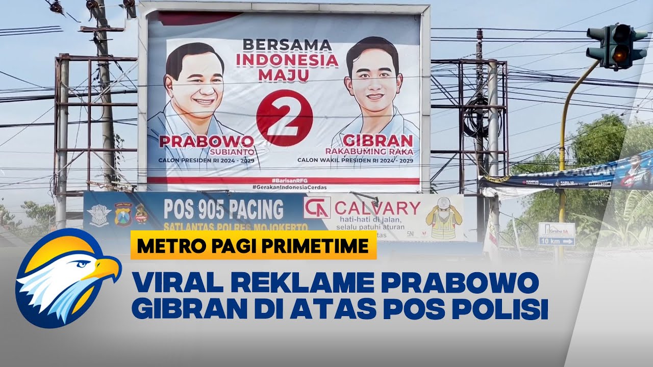 Viral! Reklame Kampanye Prabowo-Gibran di Atas Pos Polisi - YouTube
